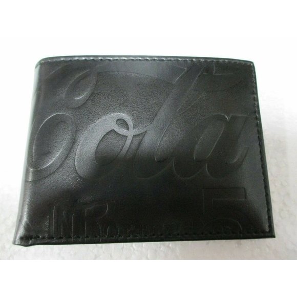 Coca Cola | Bags | Cocacola Black Bifold Wallet Black Stitching ...